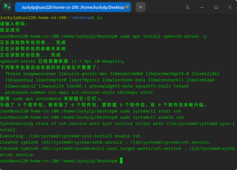 统信uso 开启 Root 管理员权限并设置 Ssh 登录 兔子教程